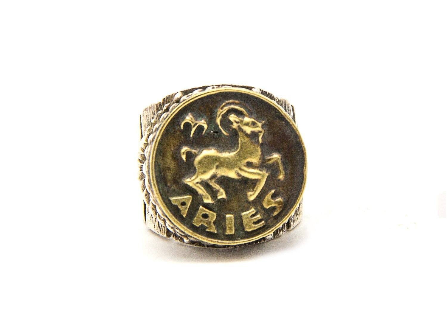 Aries Zodiac Astrology Brass Pendant Ring – ahuva.com