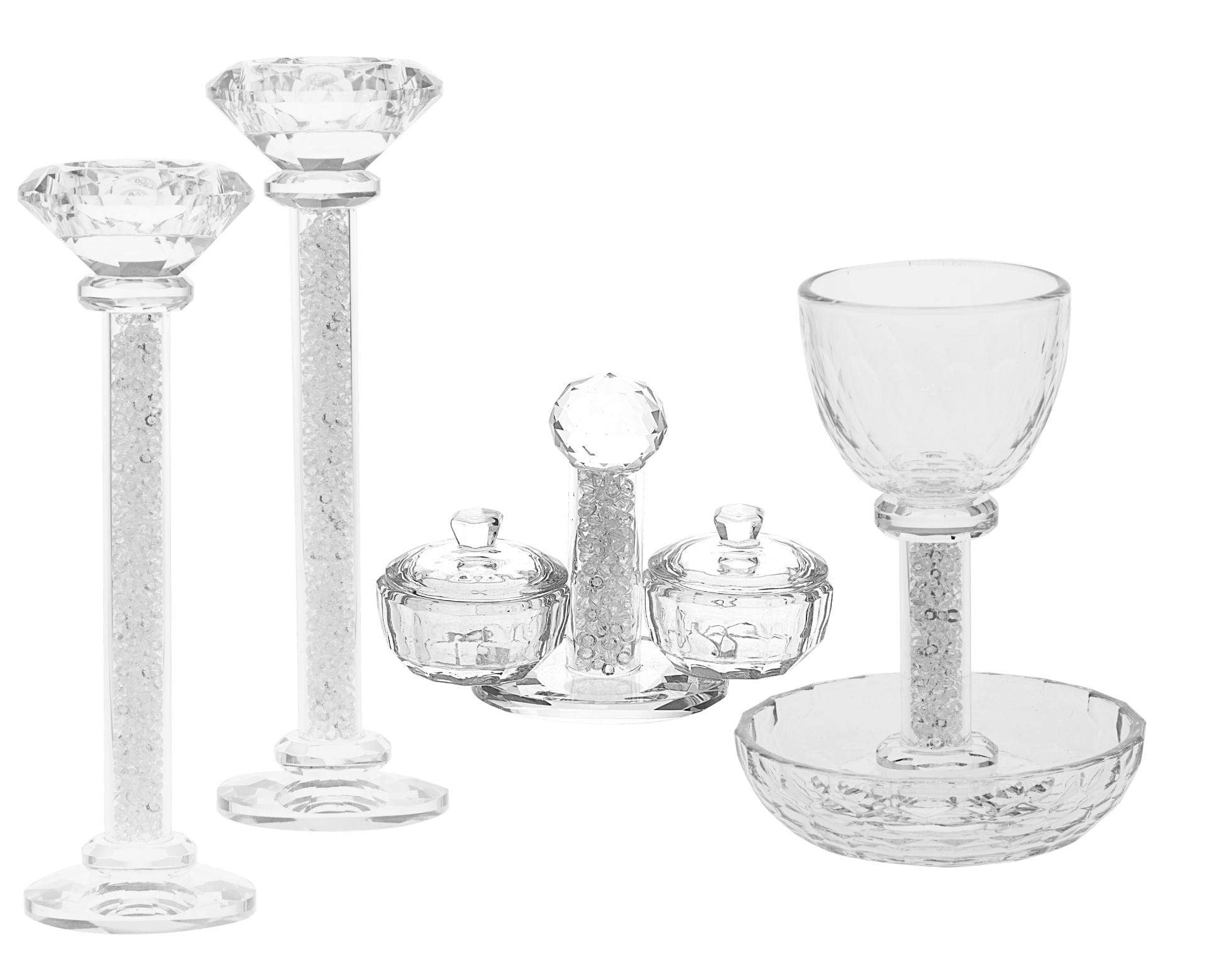 Crystal Candle stick, Kiddush Cup and Salt & Pepper set – ahuva.com