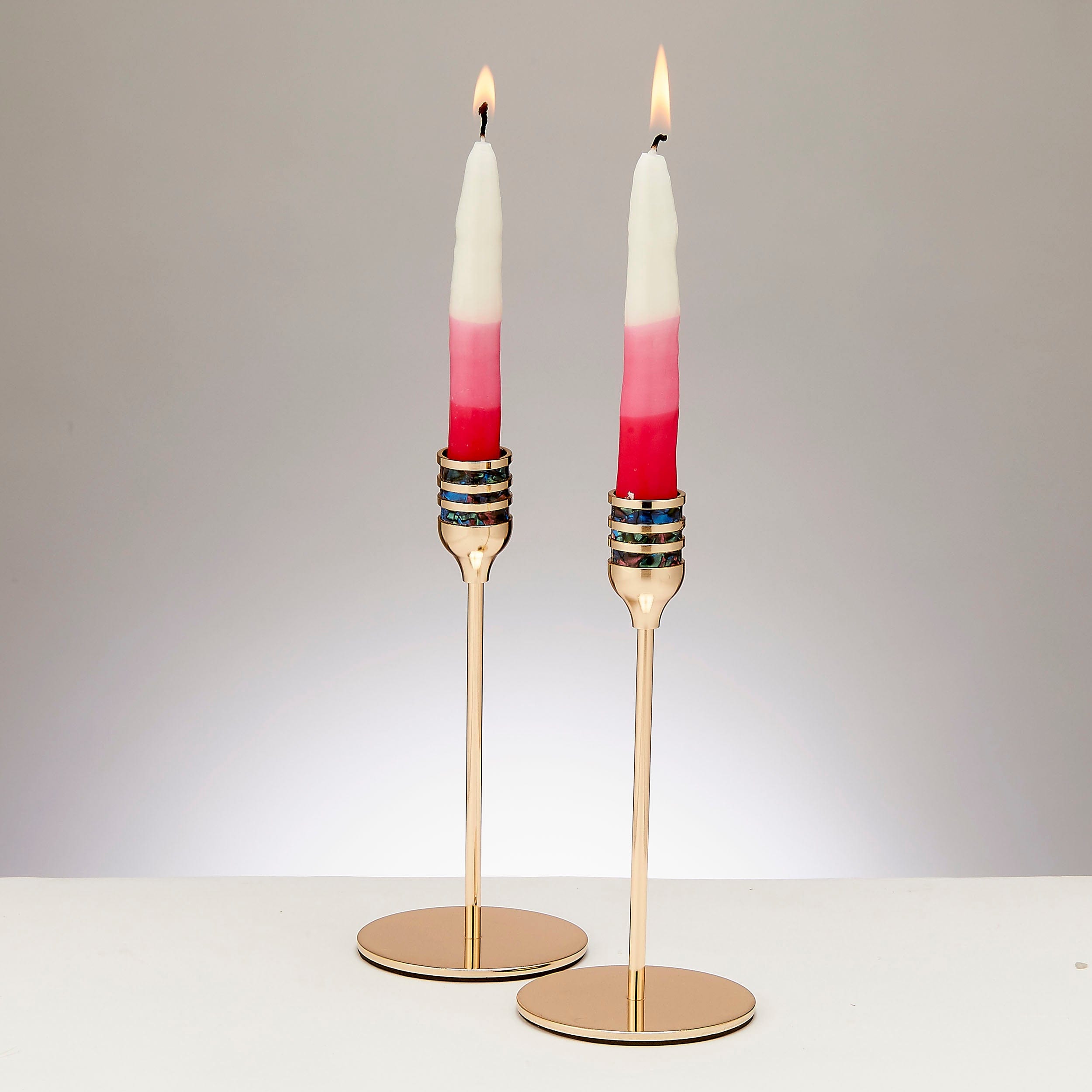 Candlesticks, Enamel Design,alum,goldtone Finish,7",pair/bx – ahuva.com