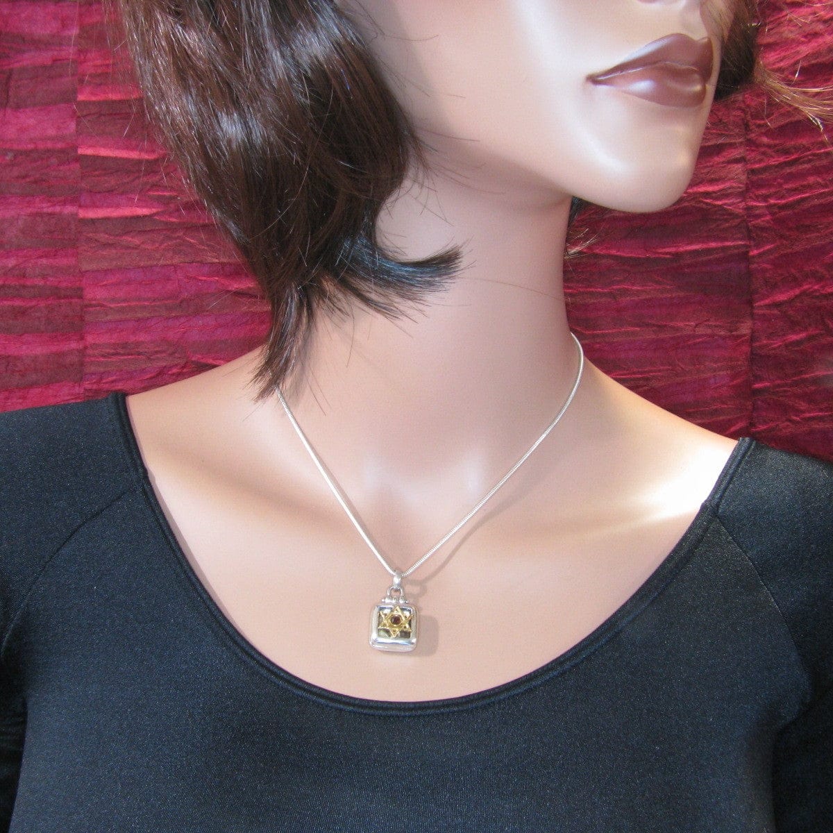 Star Of David Square Locket Sterling Silver and 14K Gold – ahuva.com
