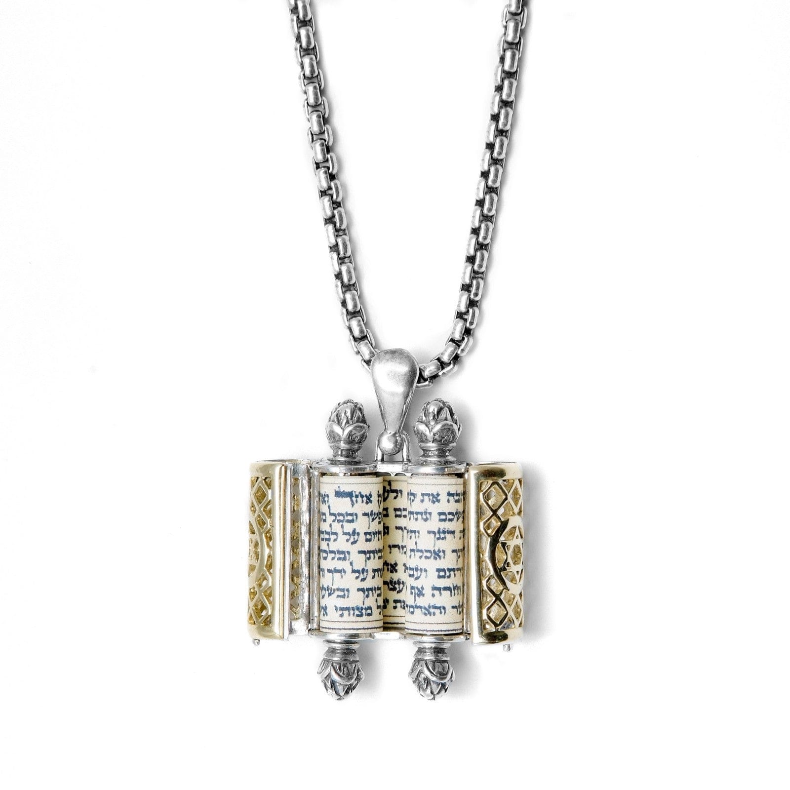 Filigree Torah Scroll Pendant Silver 14K gold Shema scroll Mens – ahuva.com