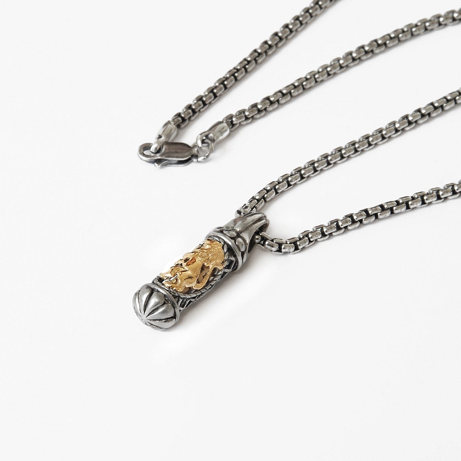 Lion Of Judah Mezuzah Pendant Necklace Silver 14K gold Box Chain Shema ...