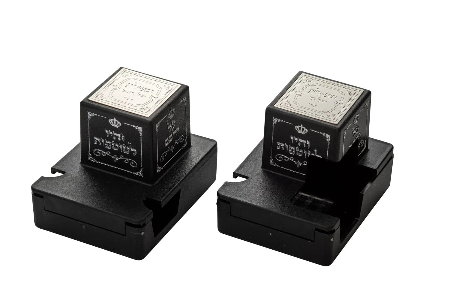 Tefillin Box Black Rashi Righty with SILVER Metal Plate Size 33 – ahuva.com