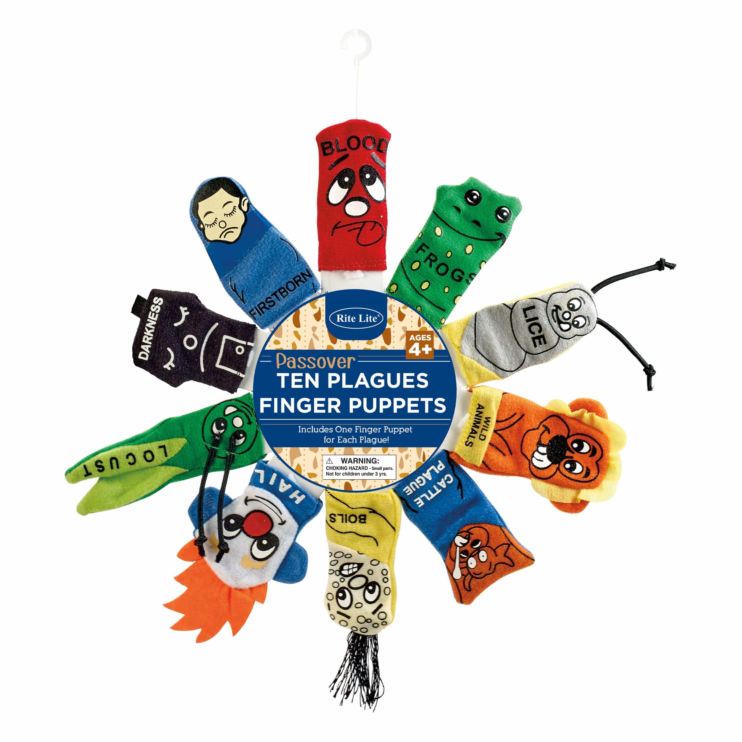Passover "ten Plagues" Finger Puppets, Plush, 3.5", 10/card – ahuva.com