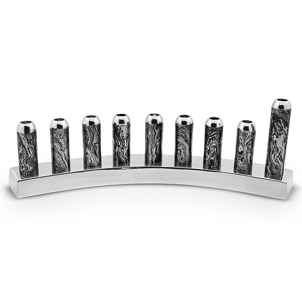 Modern Aluminum Bullets Menorah with Marble Decal - Silver – ahuva.com
