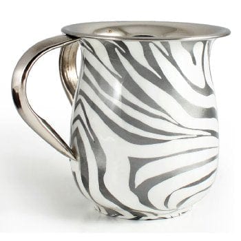 Stainless Steel Wash Cup with Enamel Decal Decor - Silver – ahuva.com