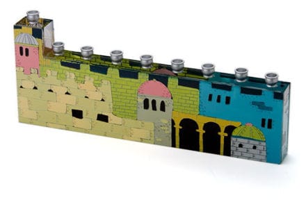Jerusalem City Crystal Handpainted Glass Menorah – ahuva.com