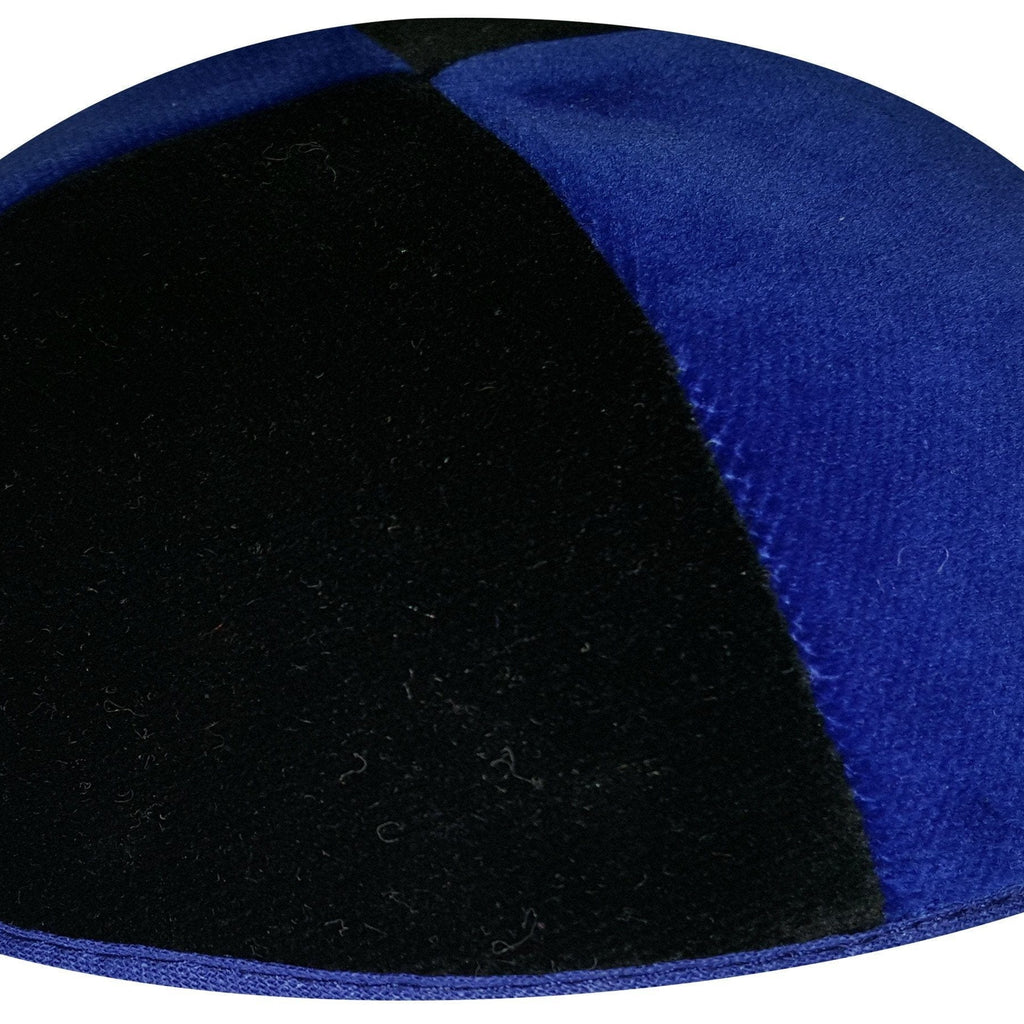 4 Part Rimmed Royal Blue/Black Velvet Skullcap – ahuva.com