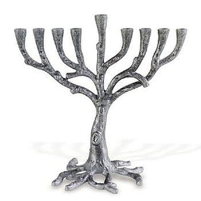 Art Deco Rustic Pewter Plated Tree Menorah – ahuva.com