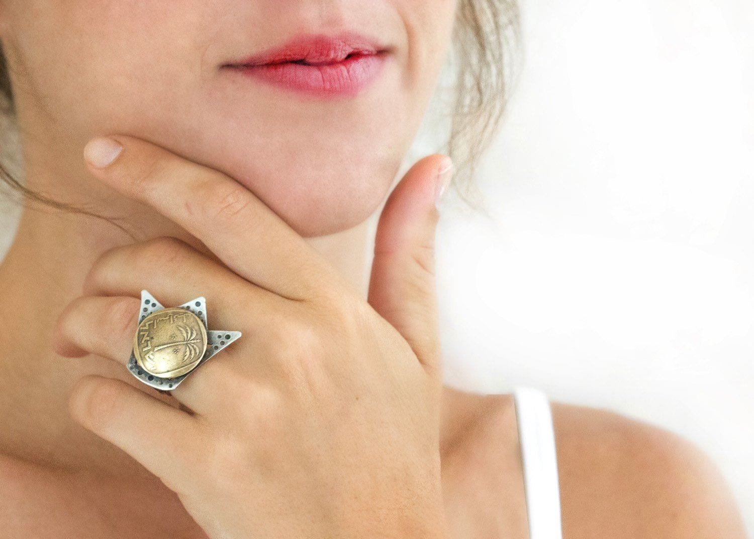 Crowned Israeli Coin Ring - Sterling Silver - Jewish Rings - Israel ...