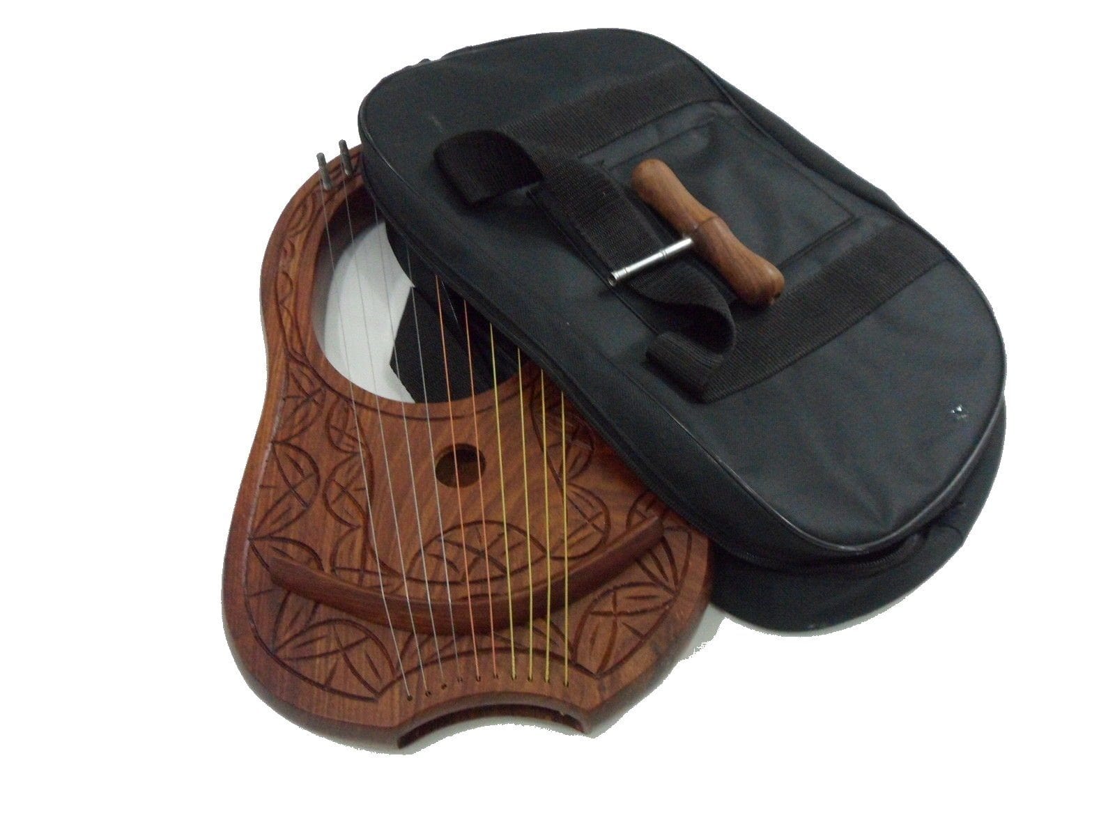 Dark Wood Carved Biblical Lyre Harp 10 String Harp & Bag – ahuva.com