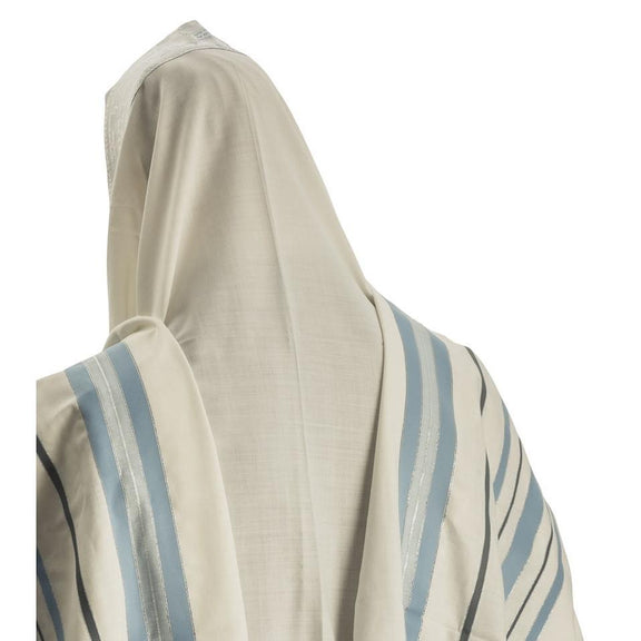 Hermon Wool Tallit Light Blue Silver – ahuva.com