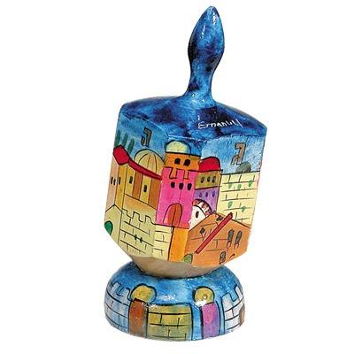 Large Dreidel + Stand - Jerusalem – ahuva.com