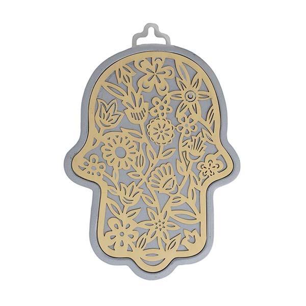 Large Silver Hamsa + Metal Cutout Brass - Flowers – ahuva.com