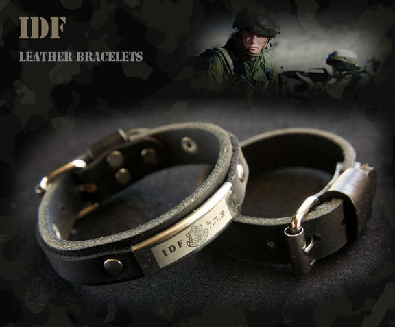 Leather Military Bracelet with IDF - Israel Defense Forces - Amulet and ...