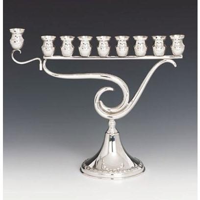 Lined-Up Sterling Silver Menorah. - Silver Menorah - Hazorfim – ahuva.com