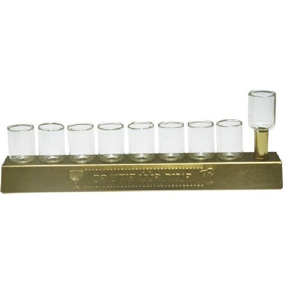 Oil Menorah with Glass Inserts - Oil Menorah - Mishkan Hatchelet ...