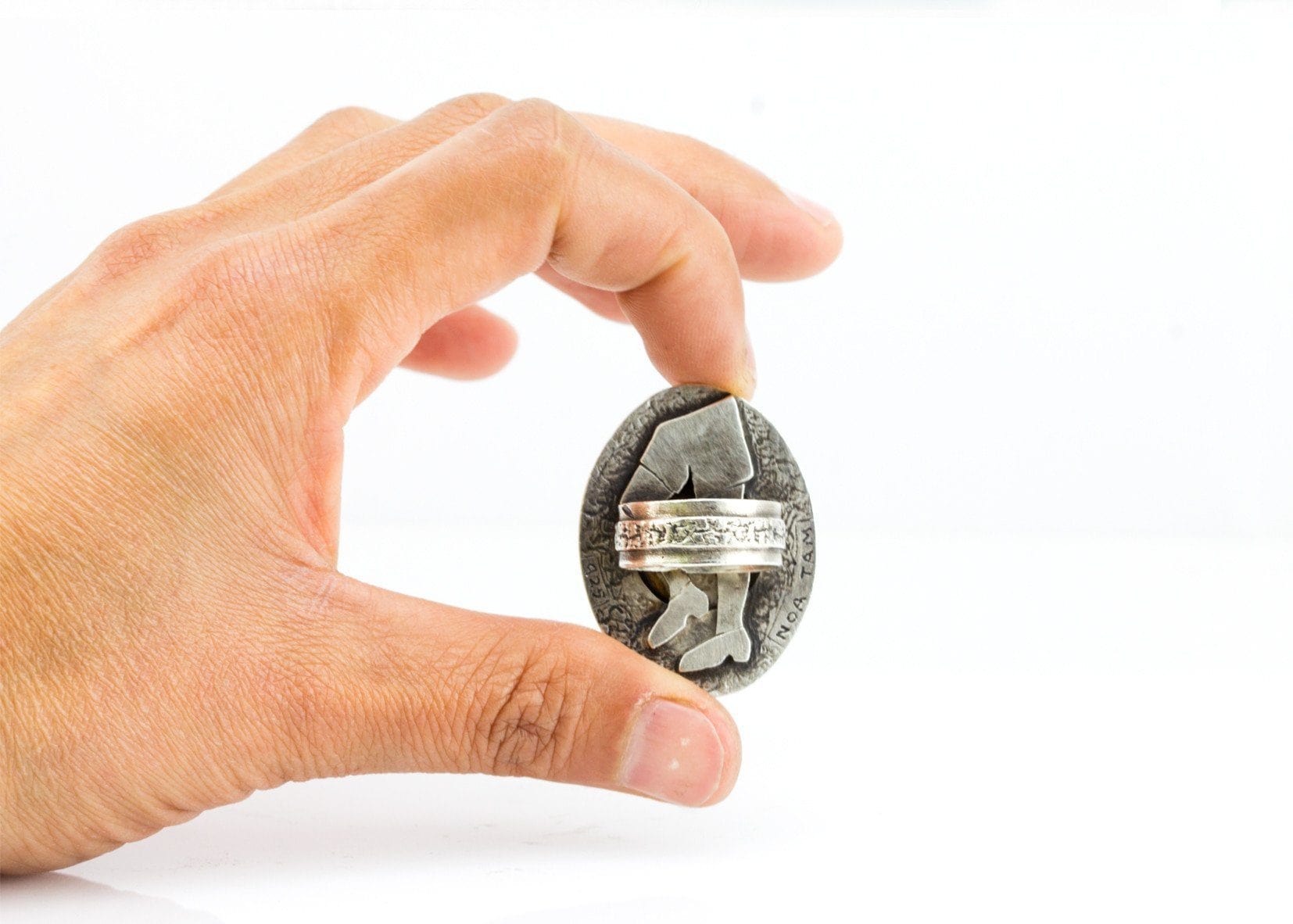Open Heart Coin Timeless Medallion Clock Ring – ahuva.com