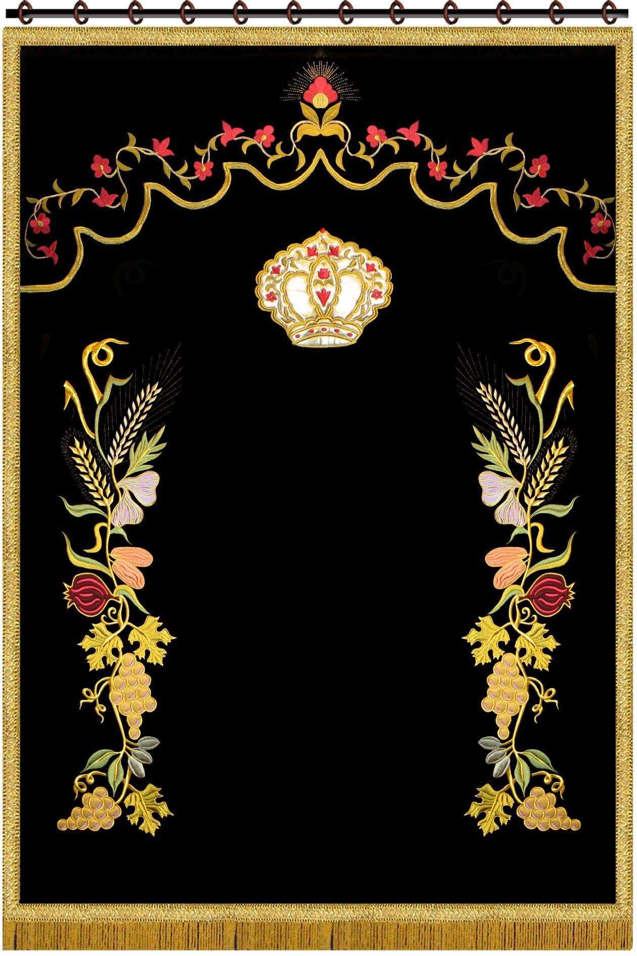 Parochet of Seven spices with crown - Parochet Ark - Paroches Ark ...