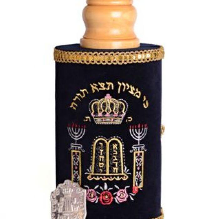 Sefardic Torah Scroll & Case with Torah Crown Bible Scroll Parchment ...