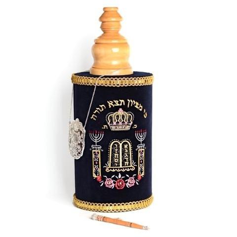 Sefardic Torah Scroll & Case with Torah Crown Bible Scroll Parchment ...