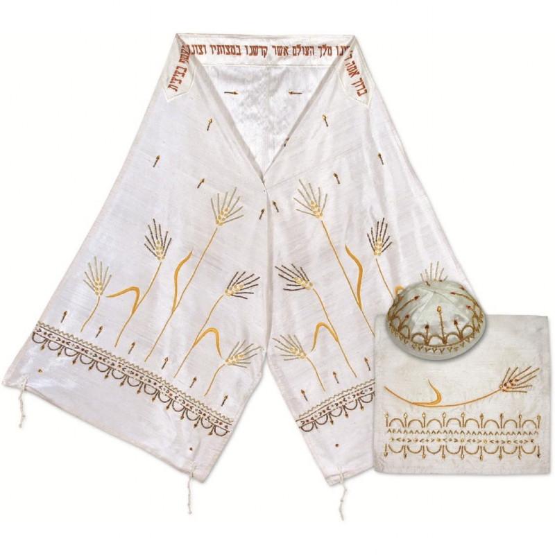 Silk Beaded Tallit in 3 Colors - Tallits - R.E – ahuva.com