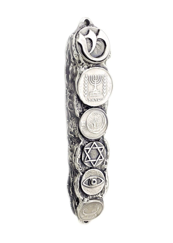 Silver Mezuzah with Israeli Collector's Coins & Blessings - Small (13c ...