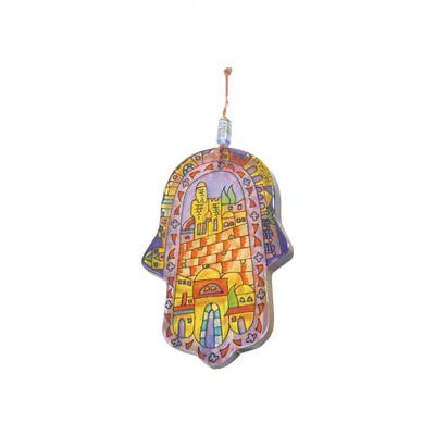 Small Glass Hand Painted Hamsan - Jerusalem – ahuva.com