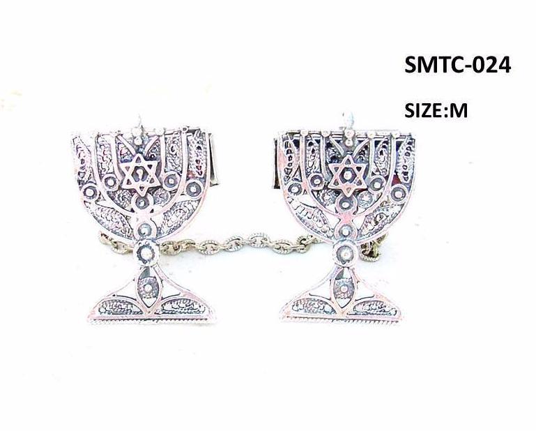 Tallit Clips Sterling Silver Filigree Star Menorah – ahuva.com