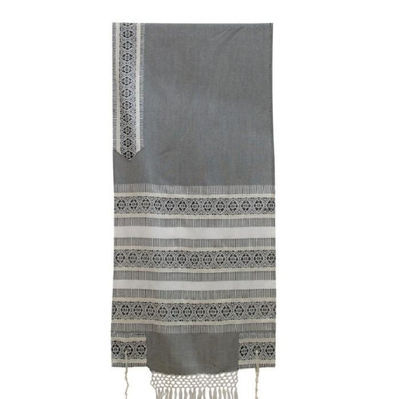 Tallit Prayer Shawl - Woven Wool Gray - Tallits - R.E – ahuva.com